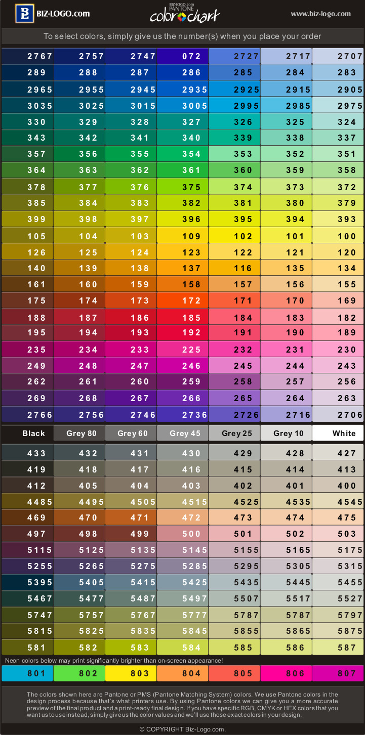 Biz Logo Color Chart Biz Logo Color Chart